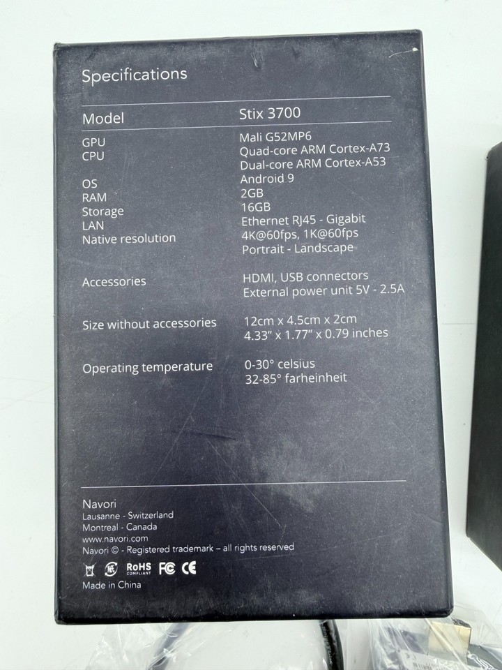 Navori StiX 3700 4K UHD Digital Signage Media Player HW-05 | eBay