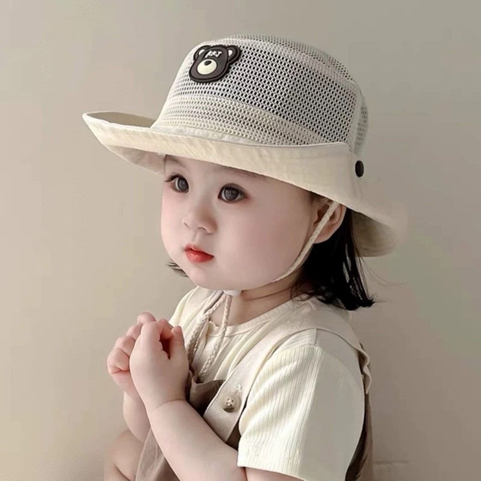 Adjustable Toddler Bucket Hat Mesh Sunscreen Hat Cute Fisherman Cap ...