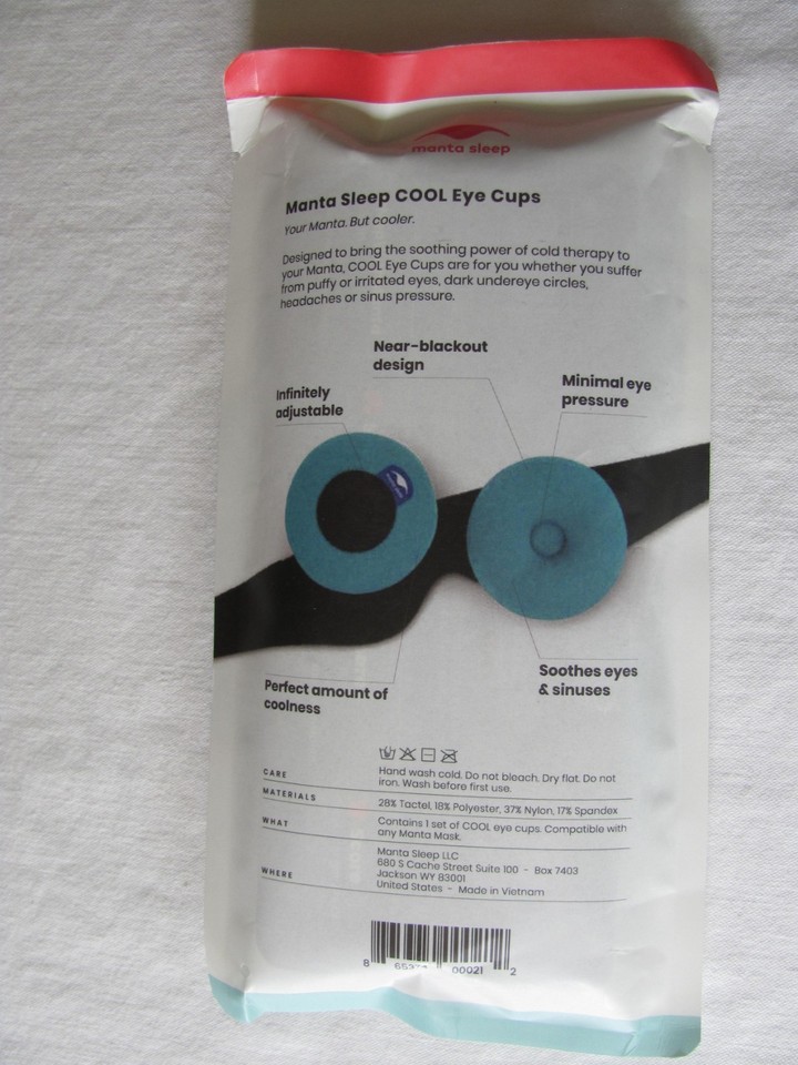 Manta Cool Eye Cups Near‑Total Blackout Cold Therapy Eye Cups No ...