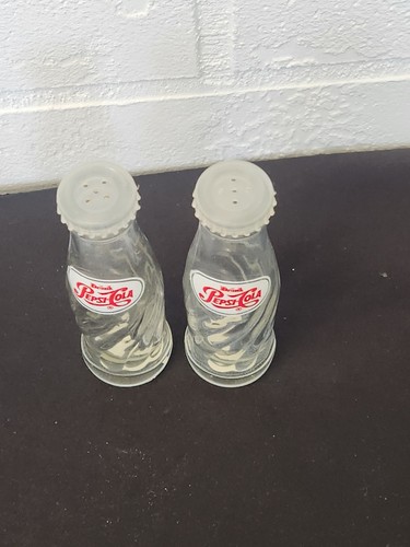 Pepsi Cola Soda Salt and Pepper Shakers Glass Bottles 4 1/4" | eBay