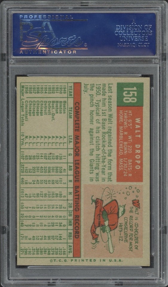 1959 Topps Walt Dropo #158 PSA 7 Near Mint Cincinnati Redlegs | eBay