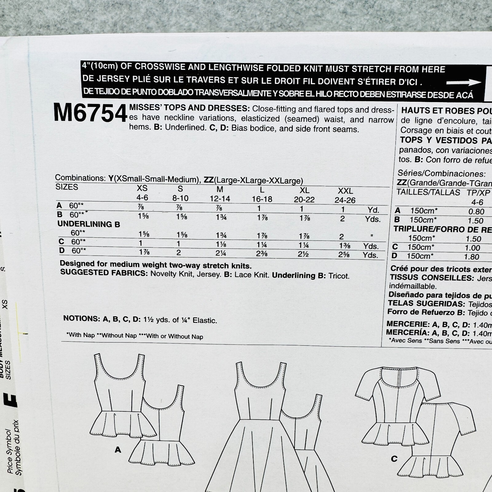 McCall's M6754 MISSES WOMEN FLARED TOPS DRESSES SEWING PATTERN SIZE Xsm ...