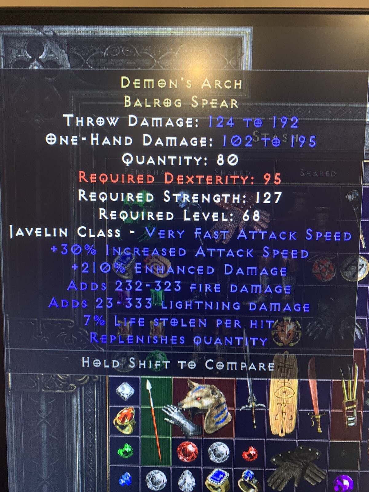 DIABLO 2: RESURRECTED D2R: Demon's Arch Spear PC Softcore 210% Ed Near ...