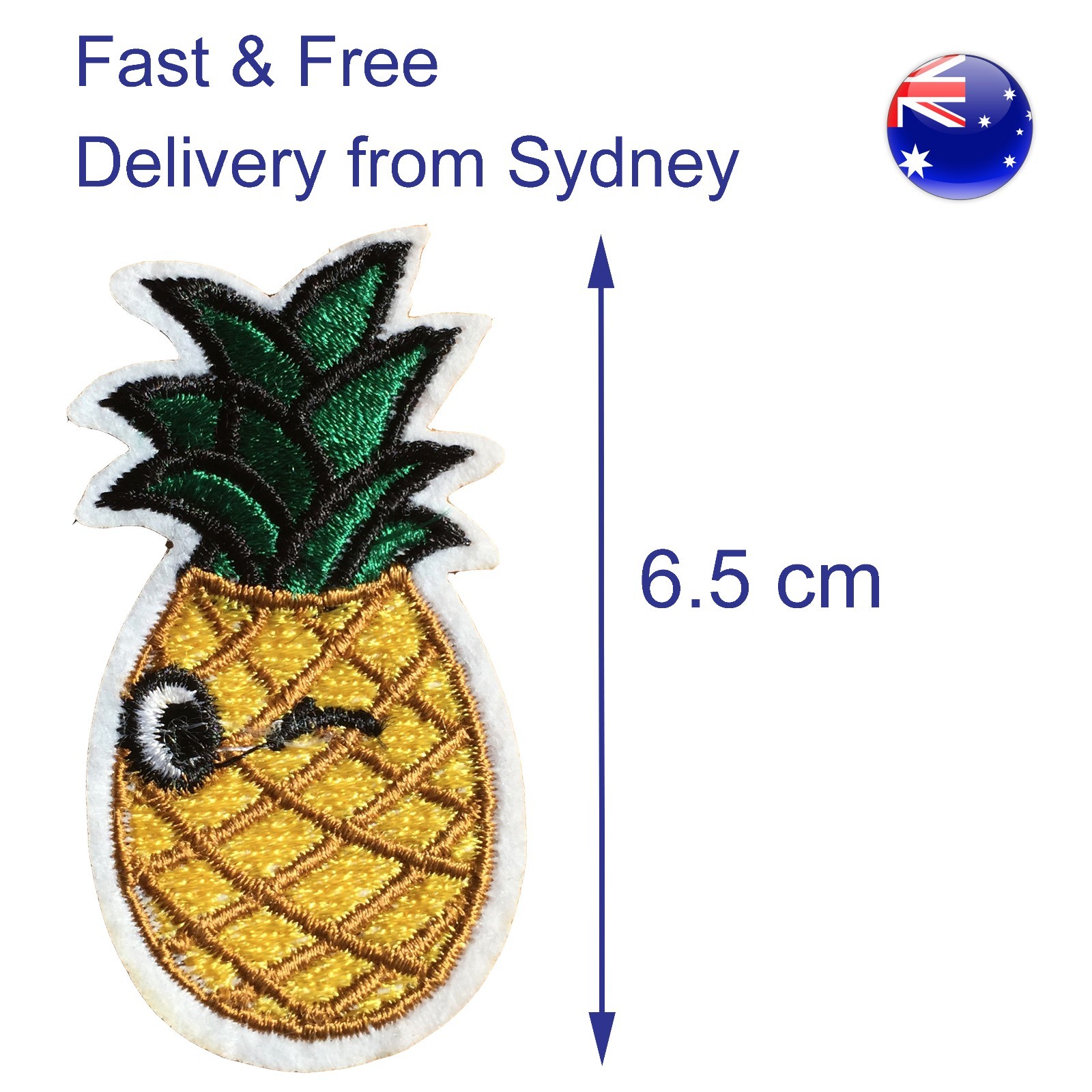 Winking Pineapple Iron on patch tropical fruit wink cheeky swinging ...