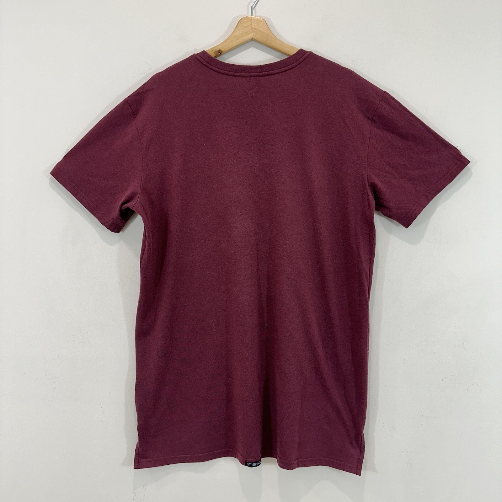 Stash House T Shirt Men XL Maroon Round Neck Embroidered Logo Cotton ...