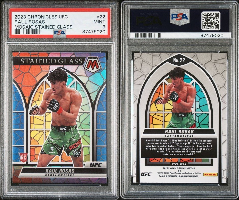 2023 Panini Chronicles Mosaic UFC Stained Glass Prizm #22 Raul Rosas RC ...