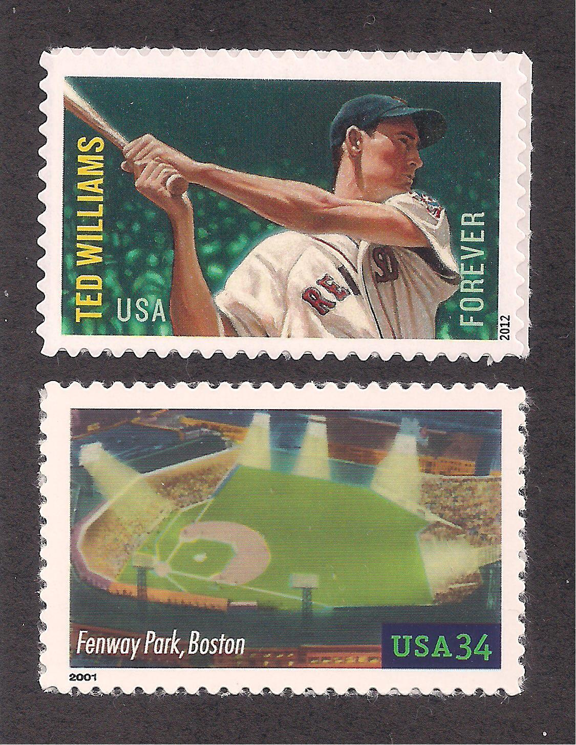 TED WILLIAMS & FENWAY PARK (RED SOX) - 2 U.S. POSTAGE STAMPS - MINT CONDITION | eBay
