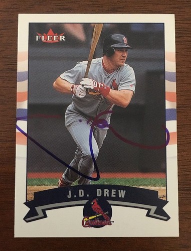 JD DREW 2002 FLEER AUTOGRAPHED SIGNED AUTO BASEBALL CARD 414 CARDINALS ...