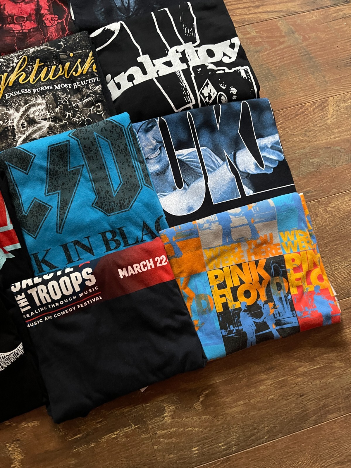 Lot of 16 Shirts Rock Metal Band Concert Pink Floyd David Bowie ACDC ...