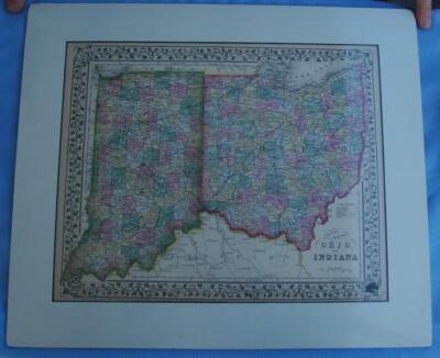 Antique 1867 Mitchell's New Atlas Hand Colored County Map of Indiana ...