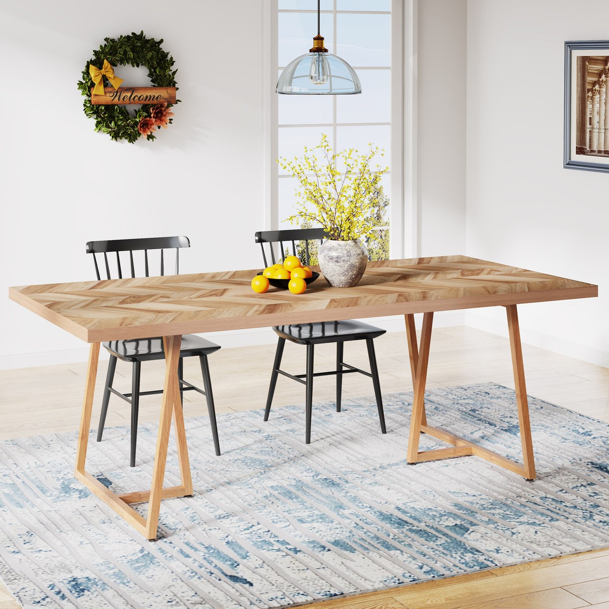 Rustic Wood Tables Rectangular Dining Room Clermont Rustic Solid Wood