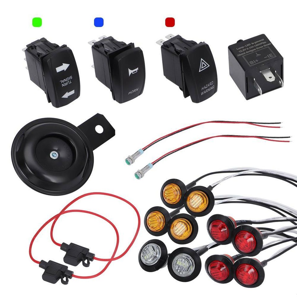 UTV ATV LED Turn Signal Light Kit w/Horn Toggle Switch for Polaris Can ...