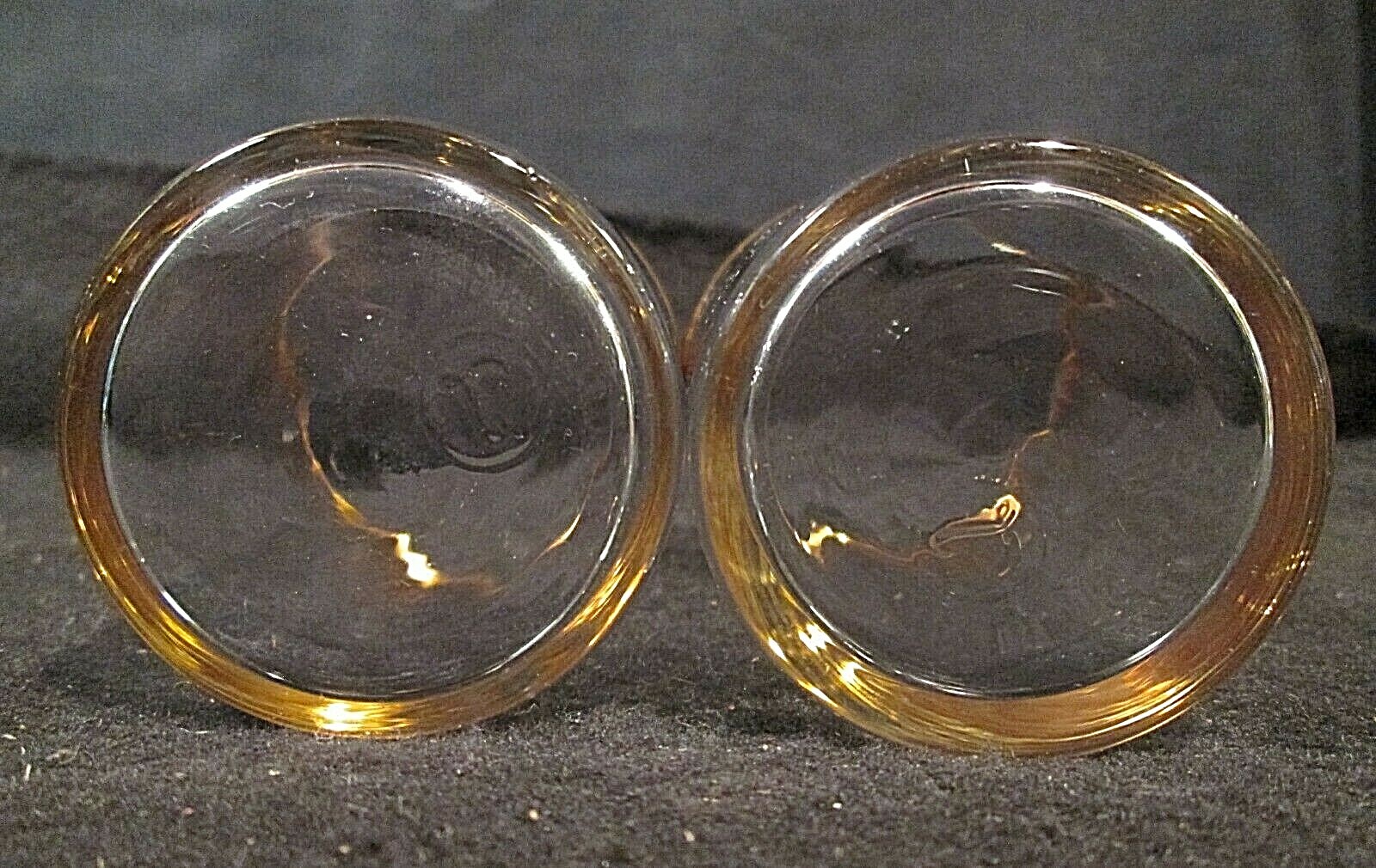 2 LIBBEY Glass Juice Glasses 3010-10 Wide Gold Rim and Thin Line VHTF ...