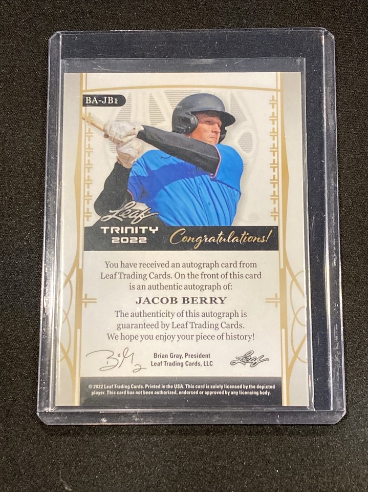 2022 Leaf Trinity Baseball Jacob Berry Autograph /25 - Marlins | eBay