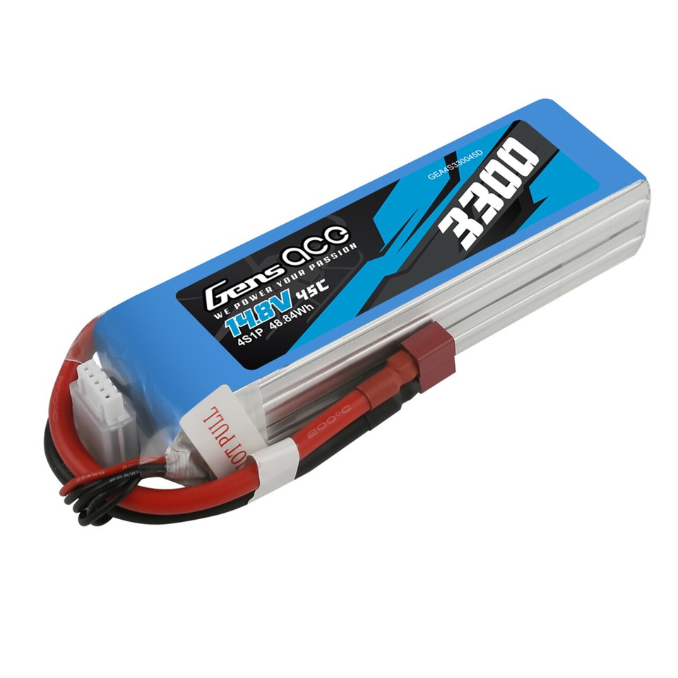 Gens Ace 3300mAh 45C 14.8V 4S Lipo Battery Deans Plug For FPV RC ...
