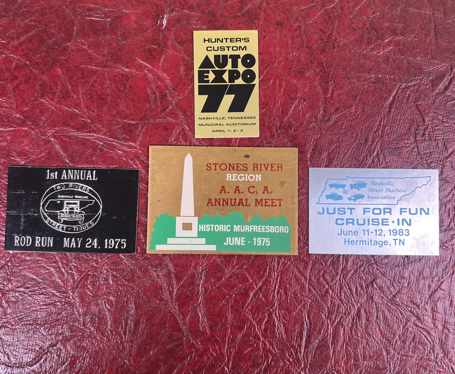 Vintage STREET ROD HOT ROD Dash Plaque Lot Tennessee Car Collectors ...