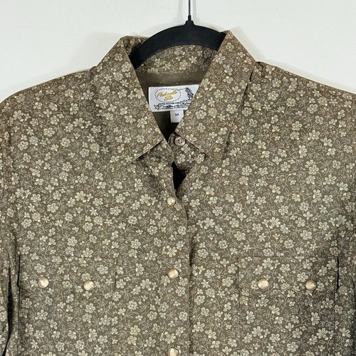 Panhandle Slim Western Rodeo Brown Floral Long Sleeve Shirt Top Women's ...