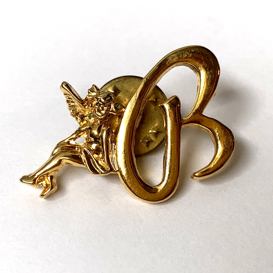 Letter B Lapel Pin Lot Initial Monogram Cherub Angel L Razza Gold Tone ...