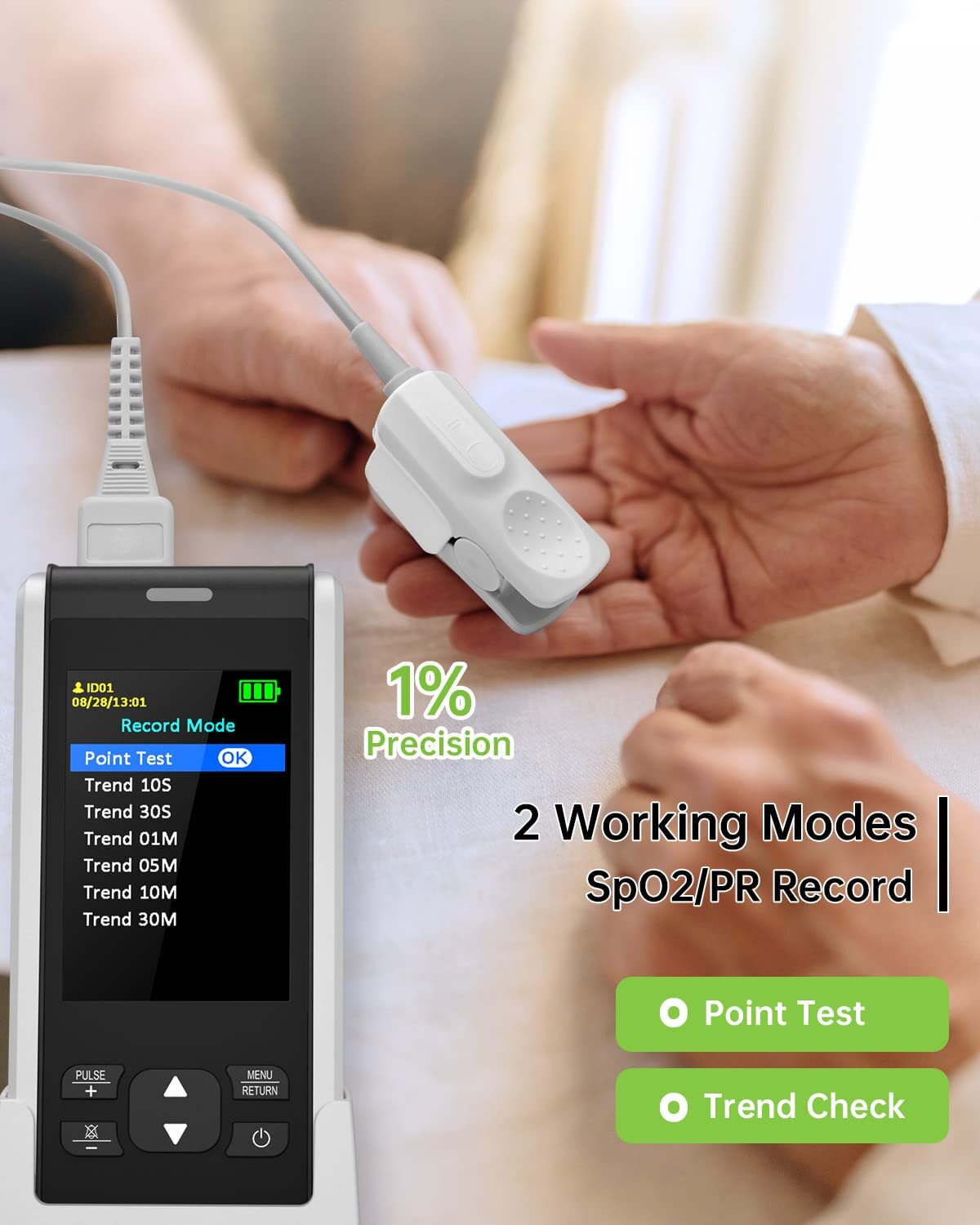 Pulse Oximeter Handheld Portable SpO2 PR Heart Rate Finger Blood Oxygen ...