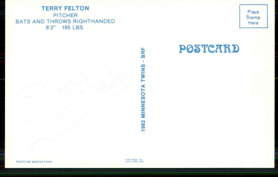 1982 Postcard BRF Terry Felton Minnesota Twins #NNO | eBay