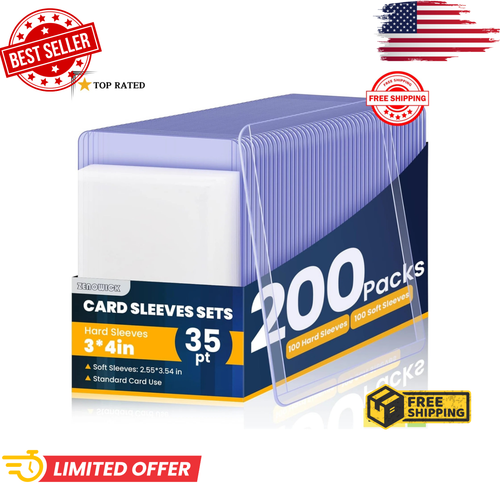 Trading Card Sleeves Hard Plastic Clear Case Holder 200 Baseball Cards ...