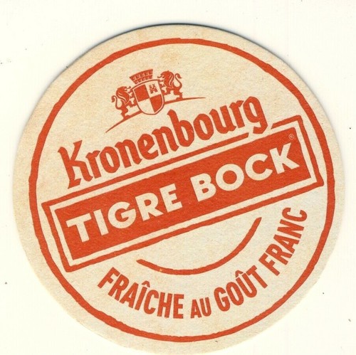 2 sous bocks beer cover viltje coaster cardboard KRONENBURG TIGER BOCK ...