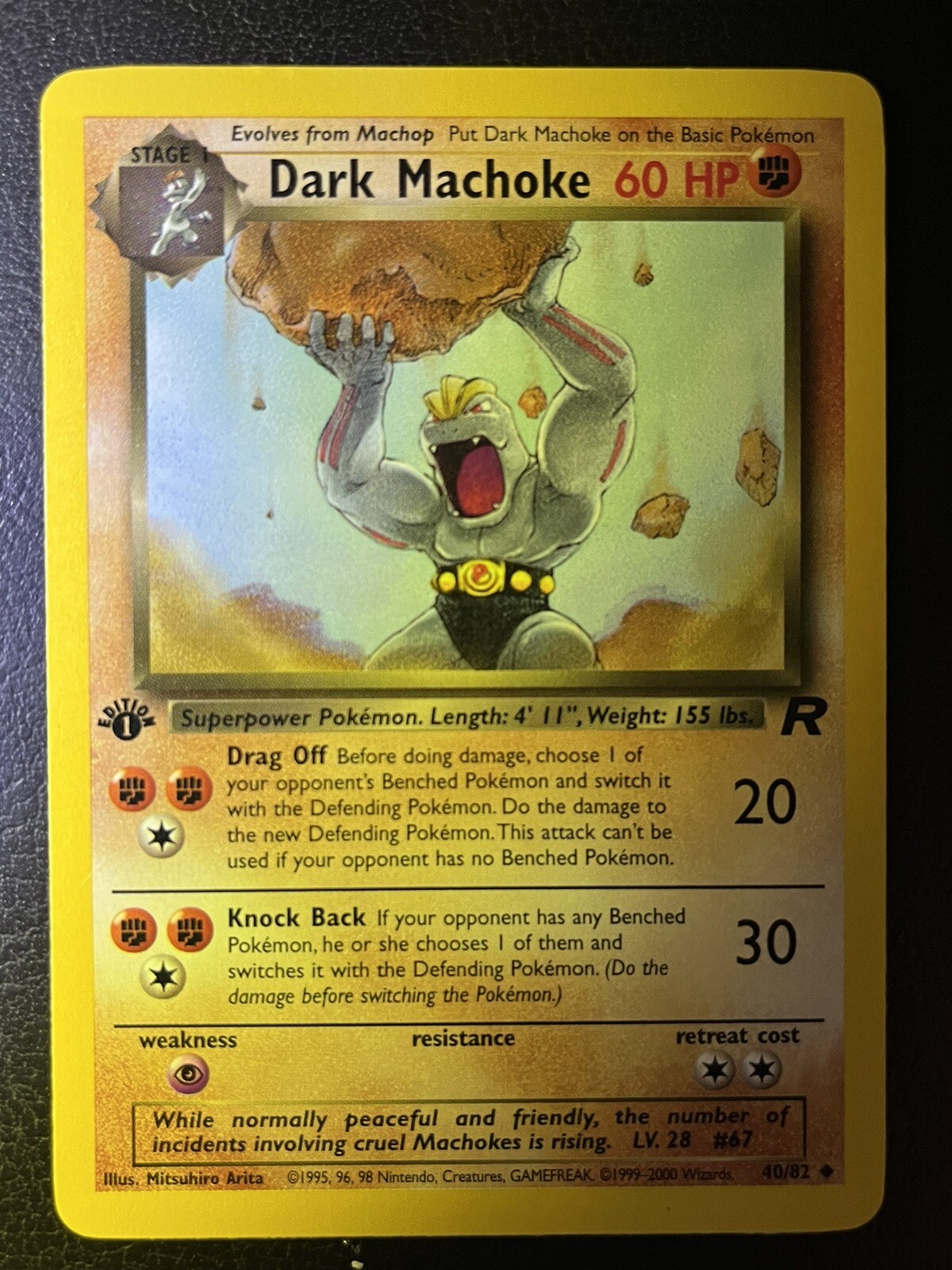 Pokemon TCG Team Rocket 1st edition Dark Machoke 40/82 pokemon card LP ...