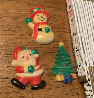 Vintage Celluloid Christmas Magnets Santa Snowman Tree Plastic | eBay