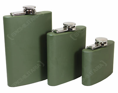 ARMY GREEN Stainless Steel MILITARY HIP FLASK Pocket Alcohol 4 6 8oz ...