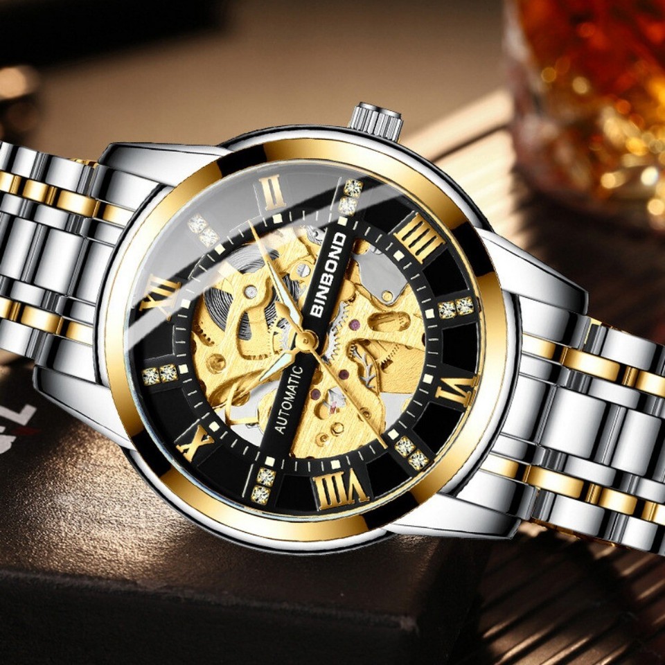 Luxury Men's Automatic Mechanical Wrist Watch Leather Strap Retro ...