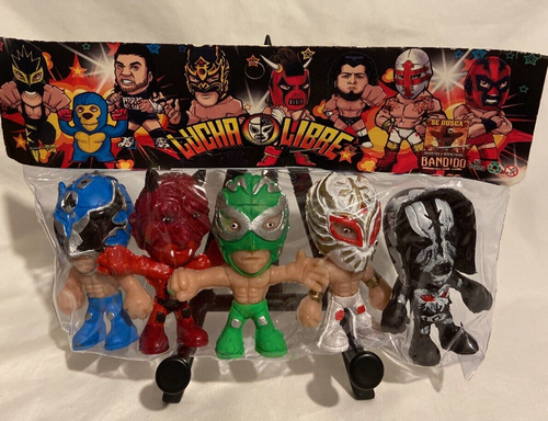 LUCHA LIBRE SET Luchadores Cabezones 3" Action Figures Mexican Toys set ...