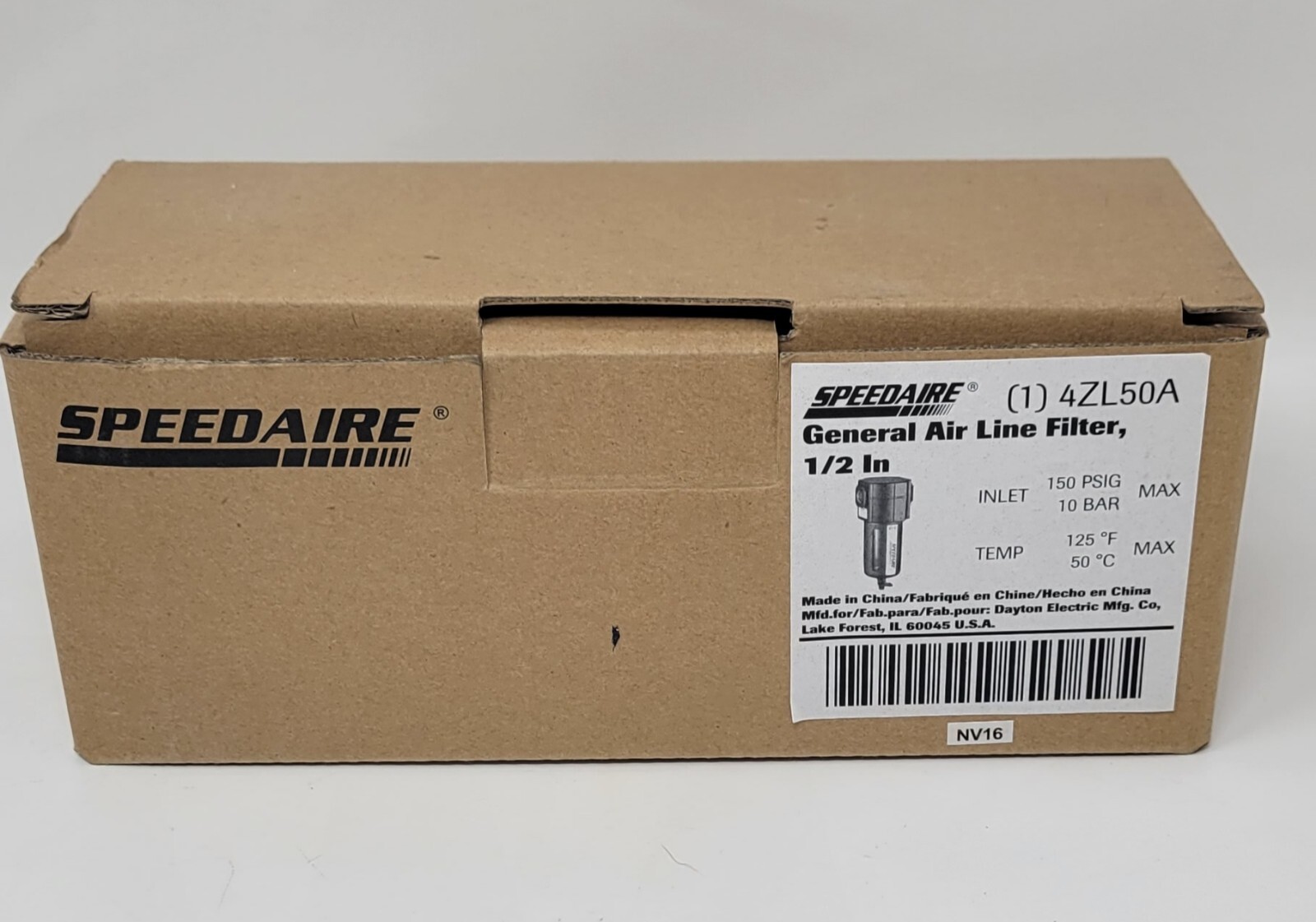 SPEEDAIRE 4ZL50A General Air Line Filter 1/2" 150PSI 10 Bar Max | eBay