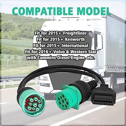 J1939 9 Pin to OBD 2 Male Adapter Cable,Work with Truck Diagnostic ...