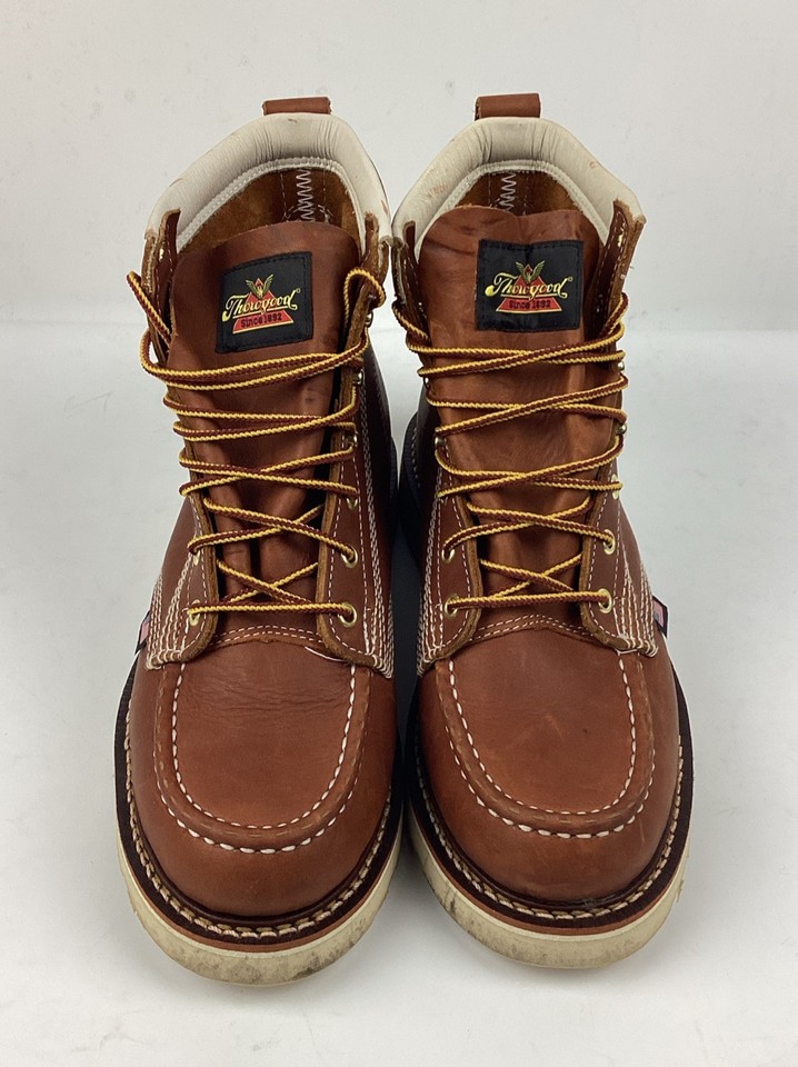 Thorogood 814-4200 Men's 6" Leather Moc Soft Toe Work Boots Brown Size ...