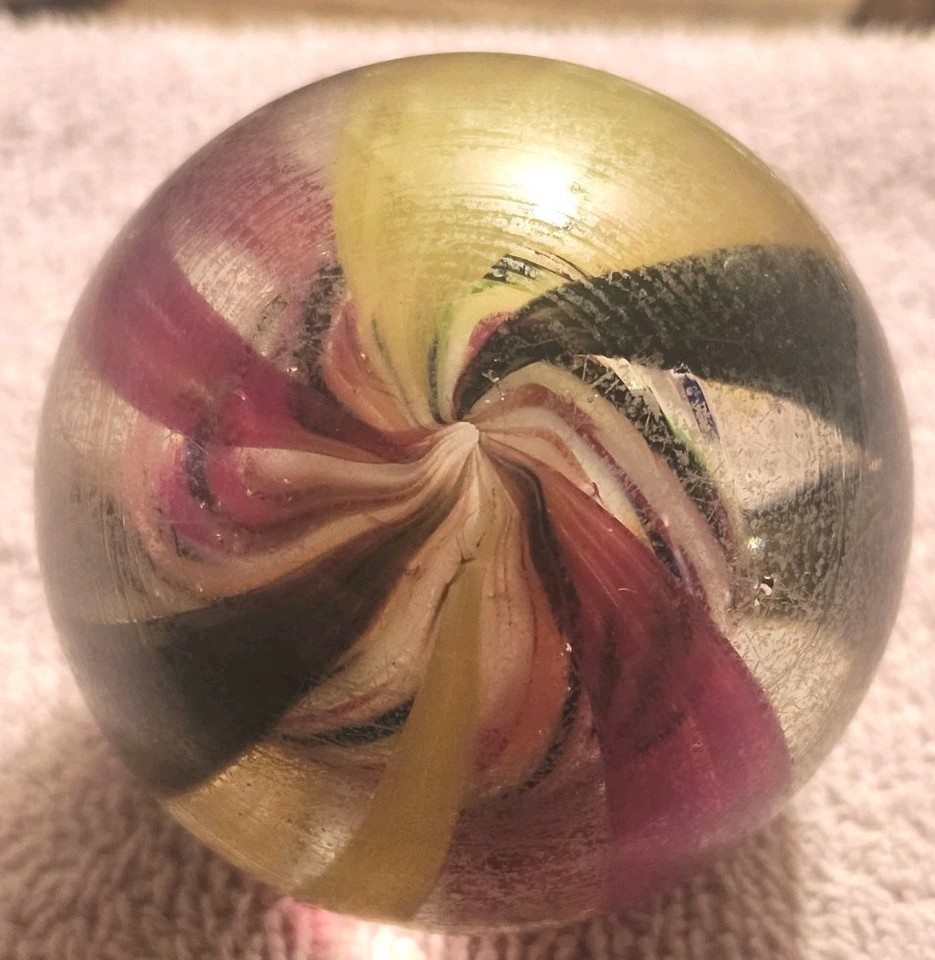 1880'S RARE 2. 11/32 IN. GERMAN SWIRL SOLID CORE & BANDED OR LOBED ...