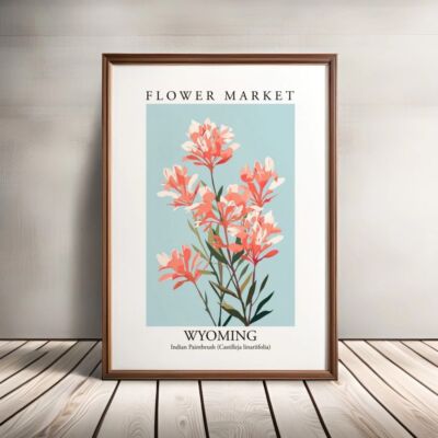 Wyoming State Flower Market Wall Art Print, Indian Paintbrush Poster A3 ...