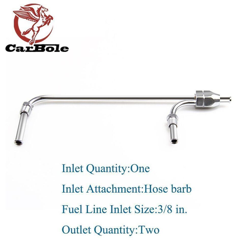 Chrome Dual Feed Fuel Line For Holley Carburetor 4160 Double Pumper 3/8 ...