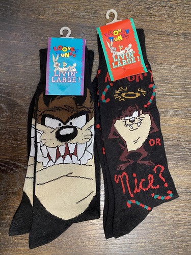2 Pairs Men’s N.O.S. Looney Tunes Livin’ Large! Socks 1994 Tasmanian ...