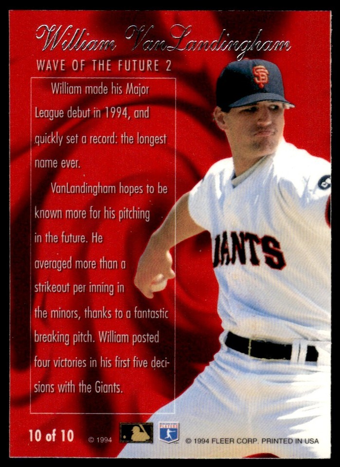 1994 Flair Wave William Van Landingham RC San Francisco Giants #10 | eBay