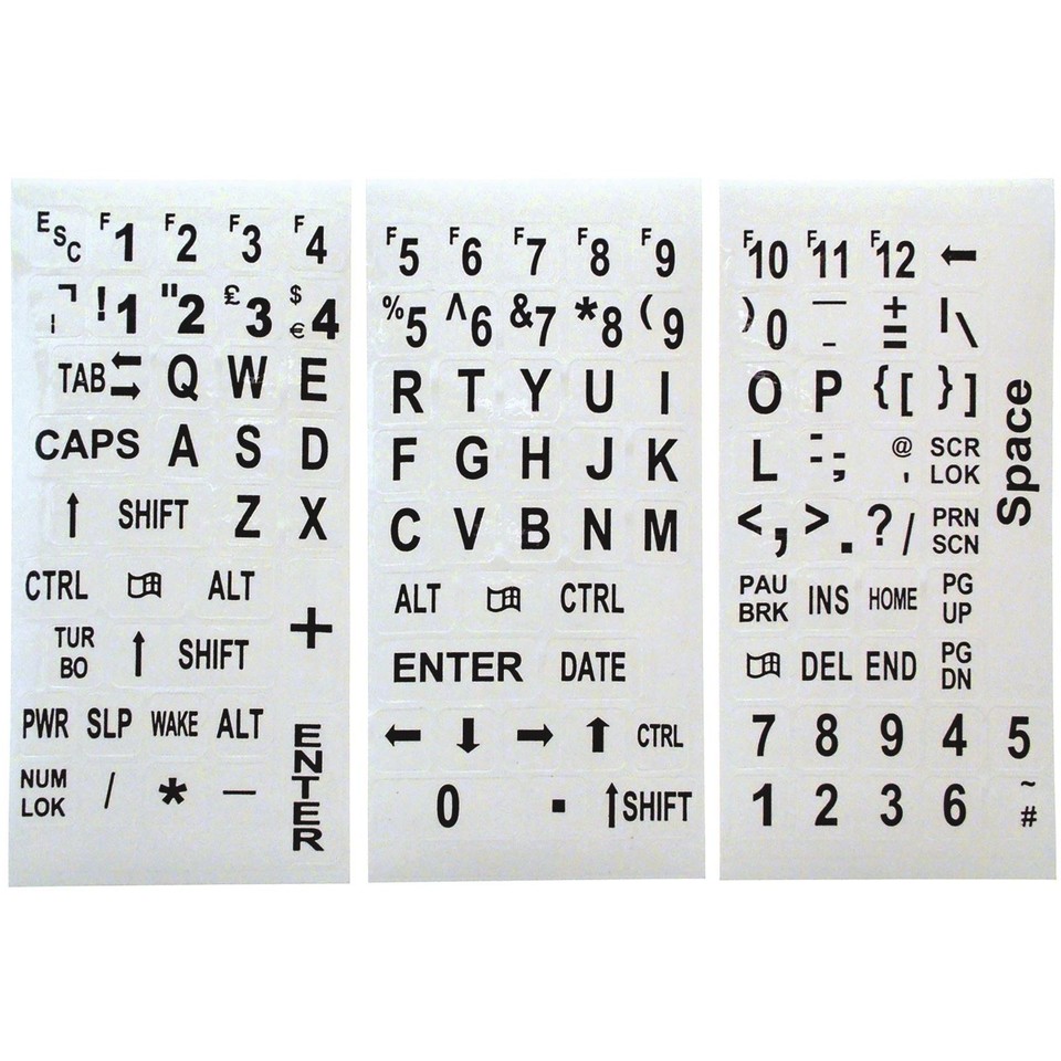 Easy to Read Computer Keyboard Label Large Print Stickers High Contrast ...