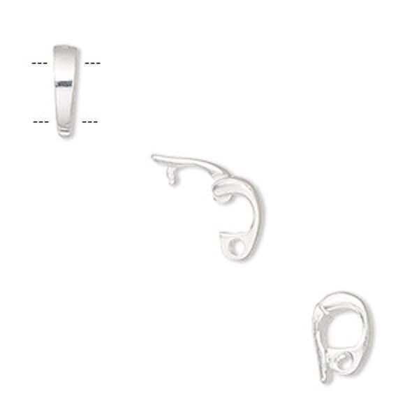 1 Sterling Silver Small 10x6mm Hinged Oval Pearl Enhancer Bail 4mm Grip ...