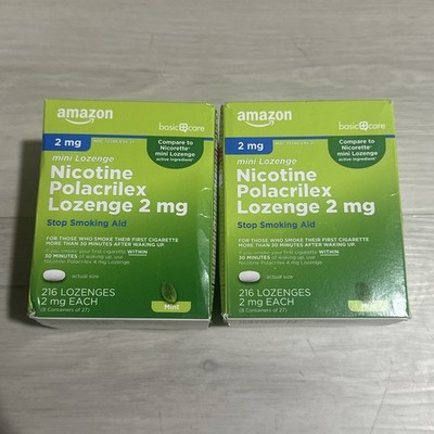 2 Amazon Basic Care Nicotine Polacrilex Lozenge 2mg 216 Lozenges Each ...