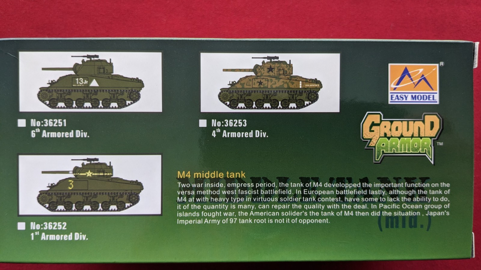 GROUND ARMOR 1-72 M4 MIDDLE TANK | eBay UK