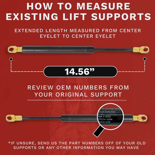 Qty 2 10mm Eyelet End Lift Supports 14.56 Inch Extended x 106lbs Shocks ...