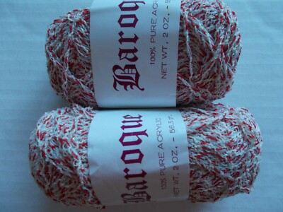 Baroque yarn by Super Yarn Mart, Raven (silvery white/red twist), lot ...