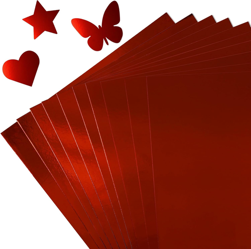 30 Sheets Metallic Red Cardstock Paper - A4 Size (250Gsm), Mirror ...