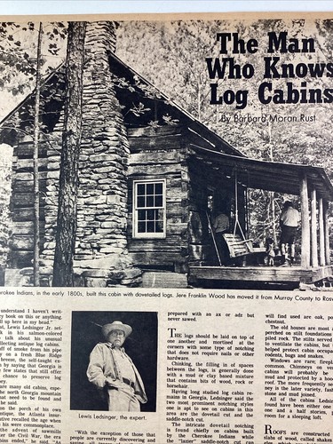 Atlanta Ga Print Article 1976 AJC Log Cabins Lewis Ledsinger Jere Wood ...