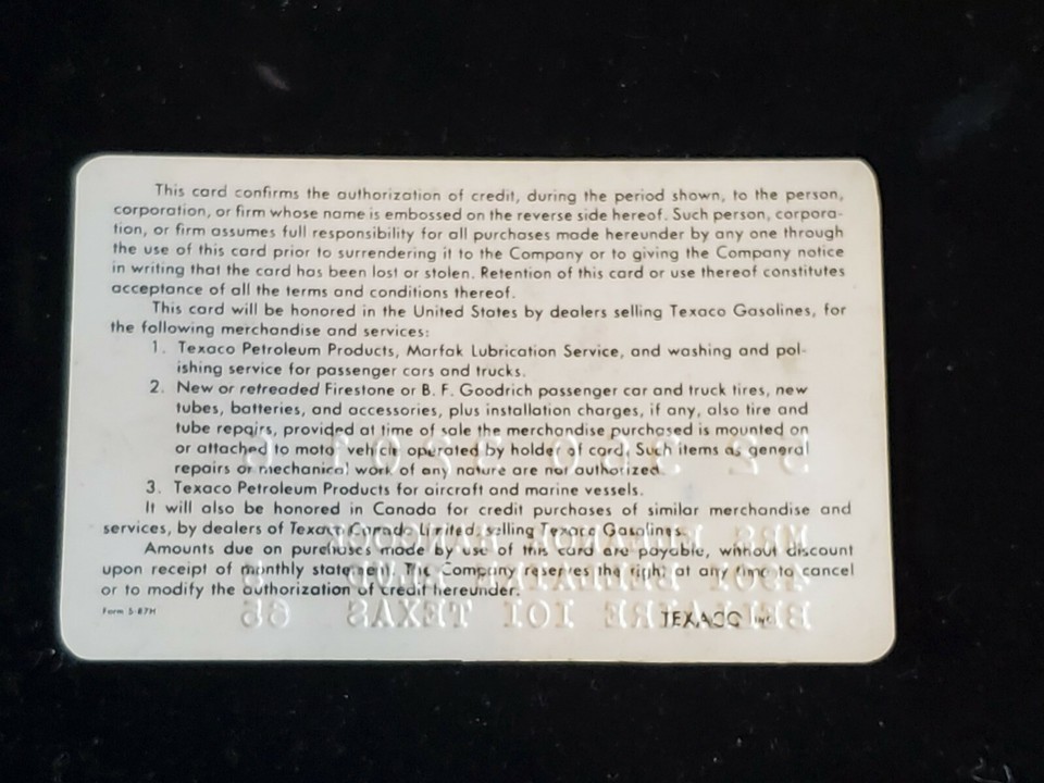 TEXACO National Credit Card ~ exp. 1965~ our cb223 | eBay