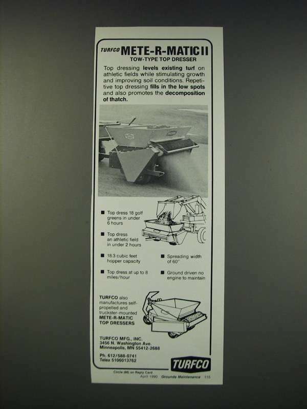 1990 Turfco Mete-r-matic II tow-type top dresser Ad | eBay
