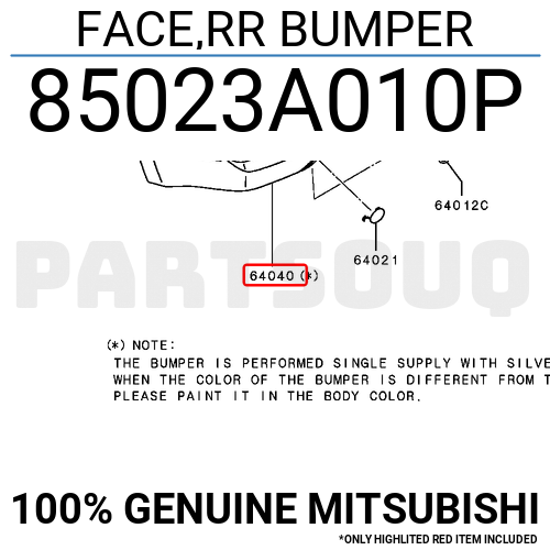 85023A010P Genuine Mitsubishi FACE,RR BUMPER | eBay